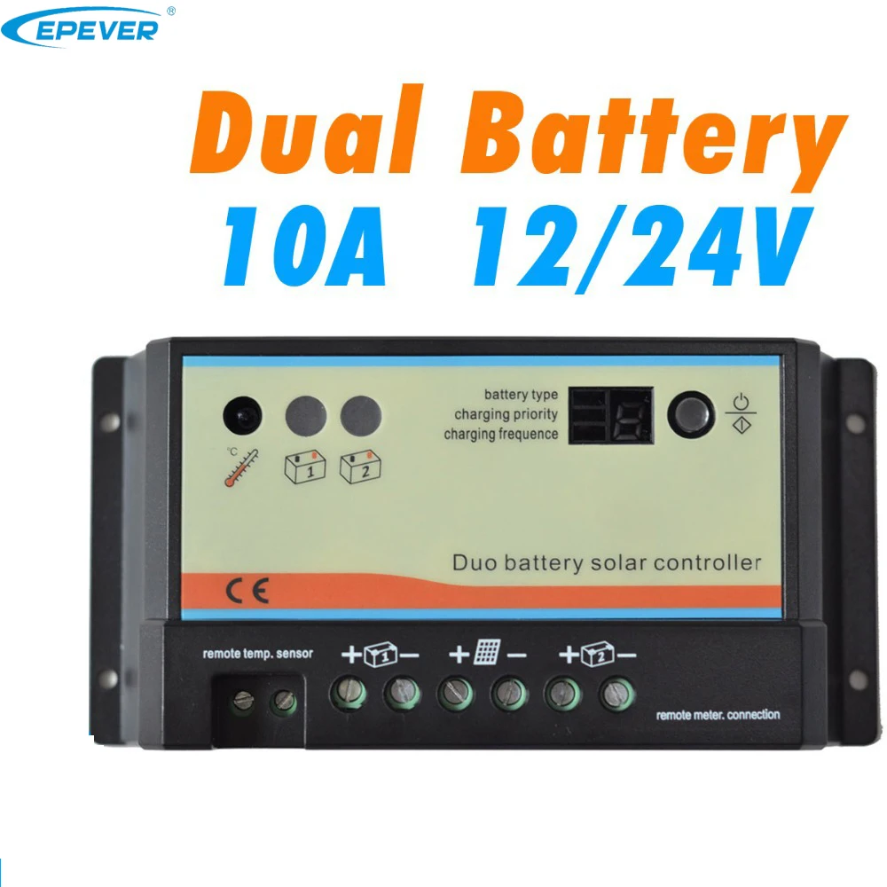Epever 10A Daul Battery Solar Charge Controller Duo Battery Solar ...