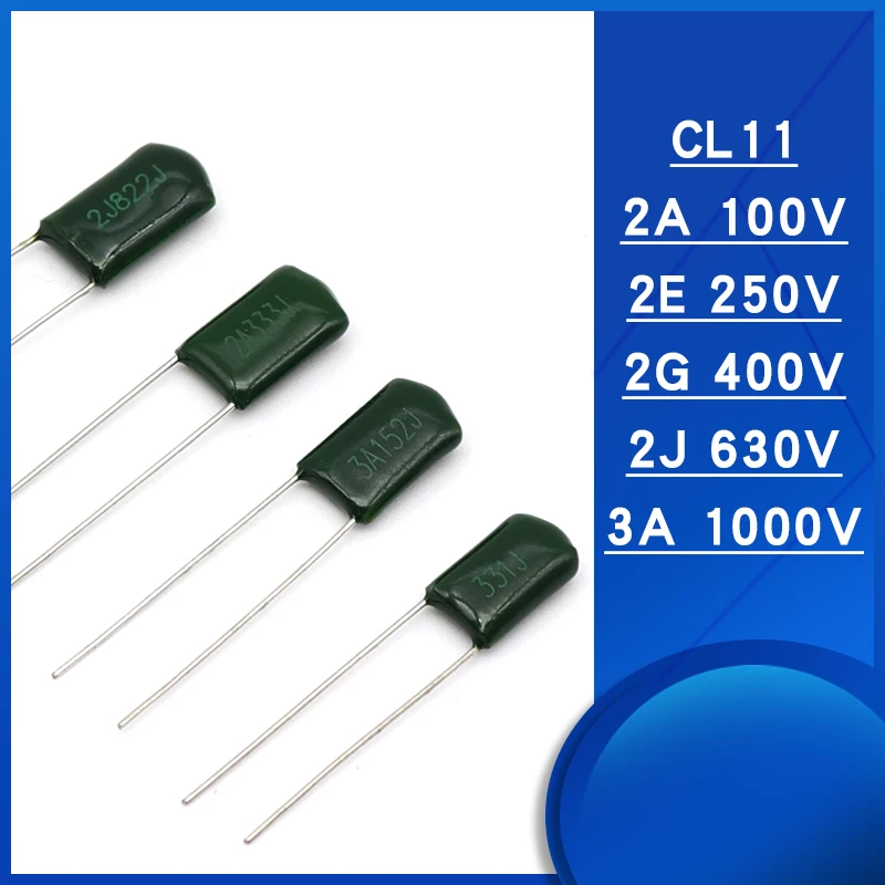 50pcs/lot Polyester Film Capacitor CL11 2A102j 103J 104 152J 222J 332J ...