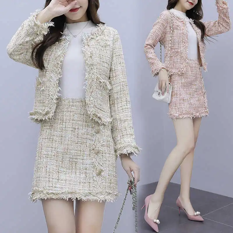 Woolen-Tweed-Autumn-Winter-Clothes-2-Piece-Set-Women-Tracksuits-Jacket ...