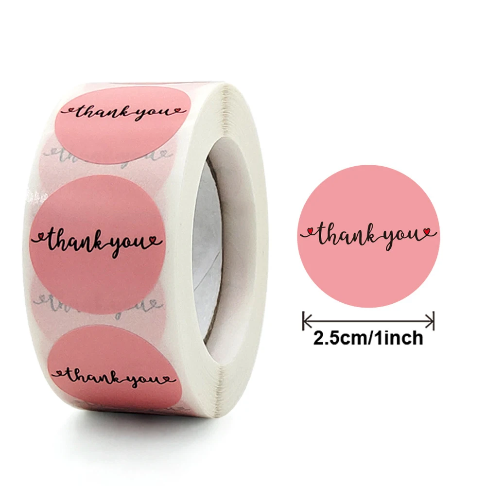 50-500Pcs-Thank-You-Stickers-Pink-Paper-Labels-Scrapbooking-For-Wedding ...
