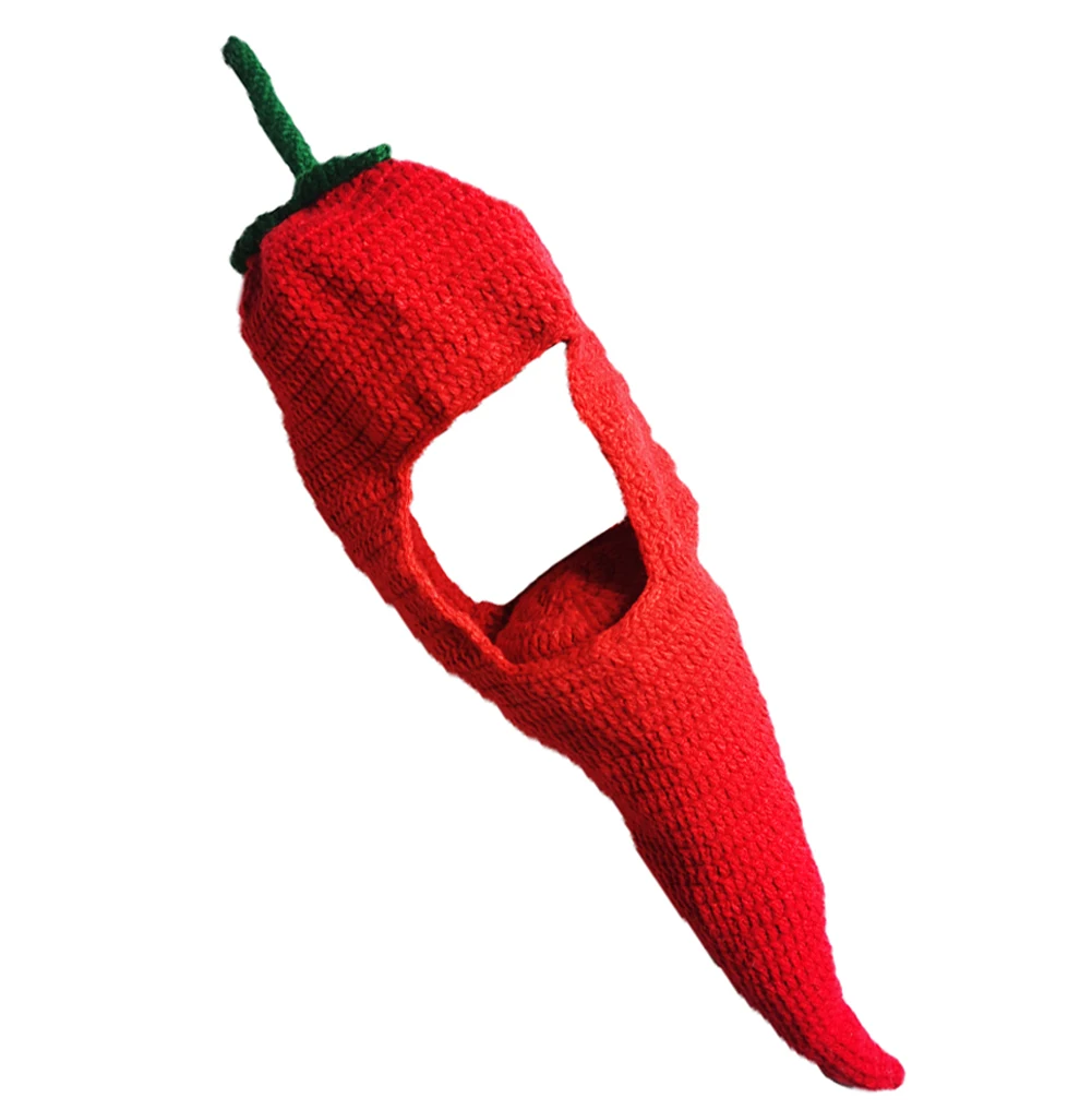 Bomhcs Novetly Chilli Headgear 100% Handmade Knitted Funny Beanie Hat ...
