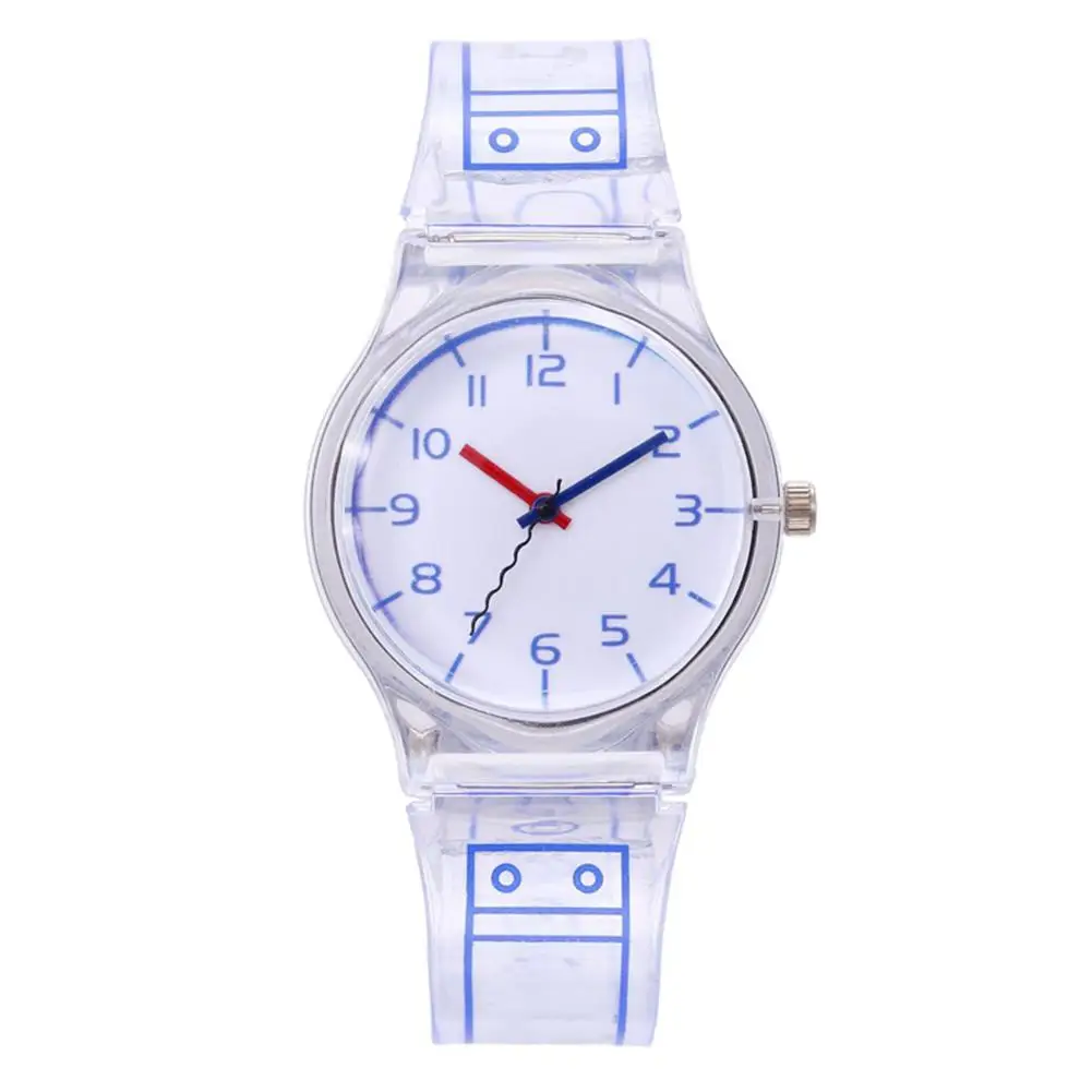 Pareja encantador reloj de silicona transparente banda cuarzo ...