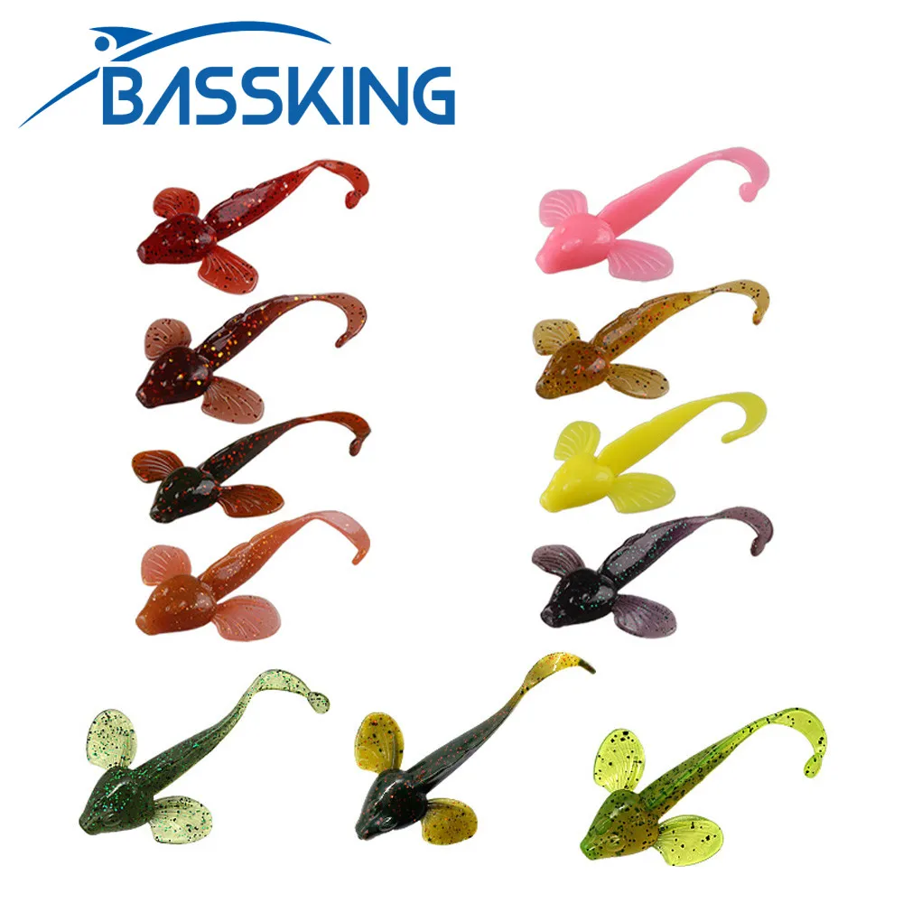 BASSKING 12Pcs Soft Bait Fishing Lure 80mm 4.6g Tadpole Soft Grub Worm ...