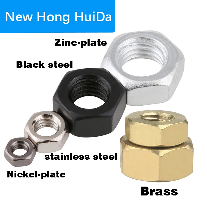 Messing Edelstahl Schwarz Stahl Hex Nut Metric ThreadHexagon Mutter M1 ...