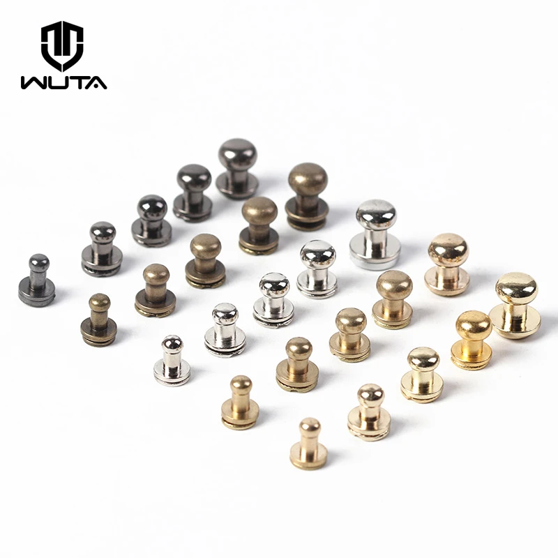 Wuta 20pcs Solid Brass Chicago Screws Round Head Button Stud Slotted ...