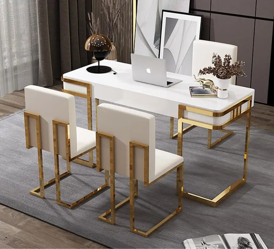 Light-luxury-desk-Nordic-stainless-steel-computer-table-simple-modern ...