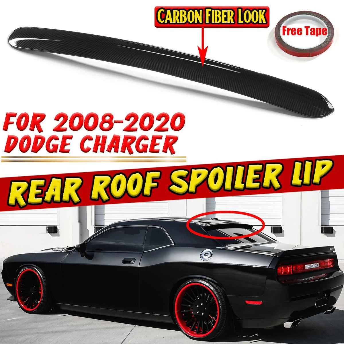 Glossy Black/carbon Fiber Look Car Rear Roof Spoiler Lip Wing For Dodge ...