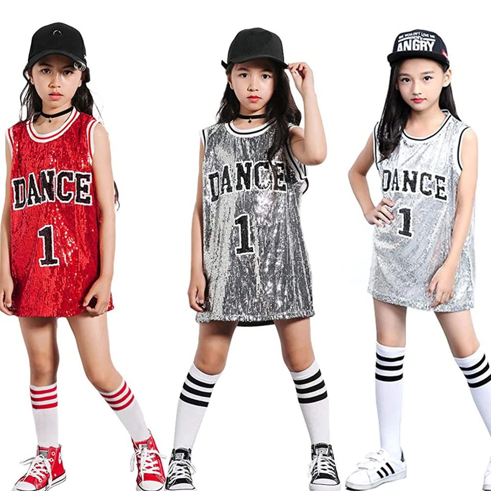 Lolanta Girls Hip Hop Sequins Dance Costume Glitter Tank Top with Socks ...