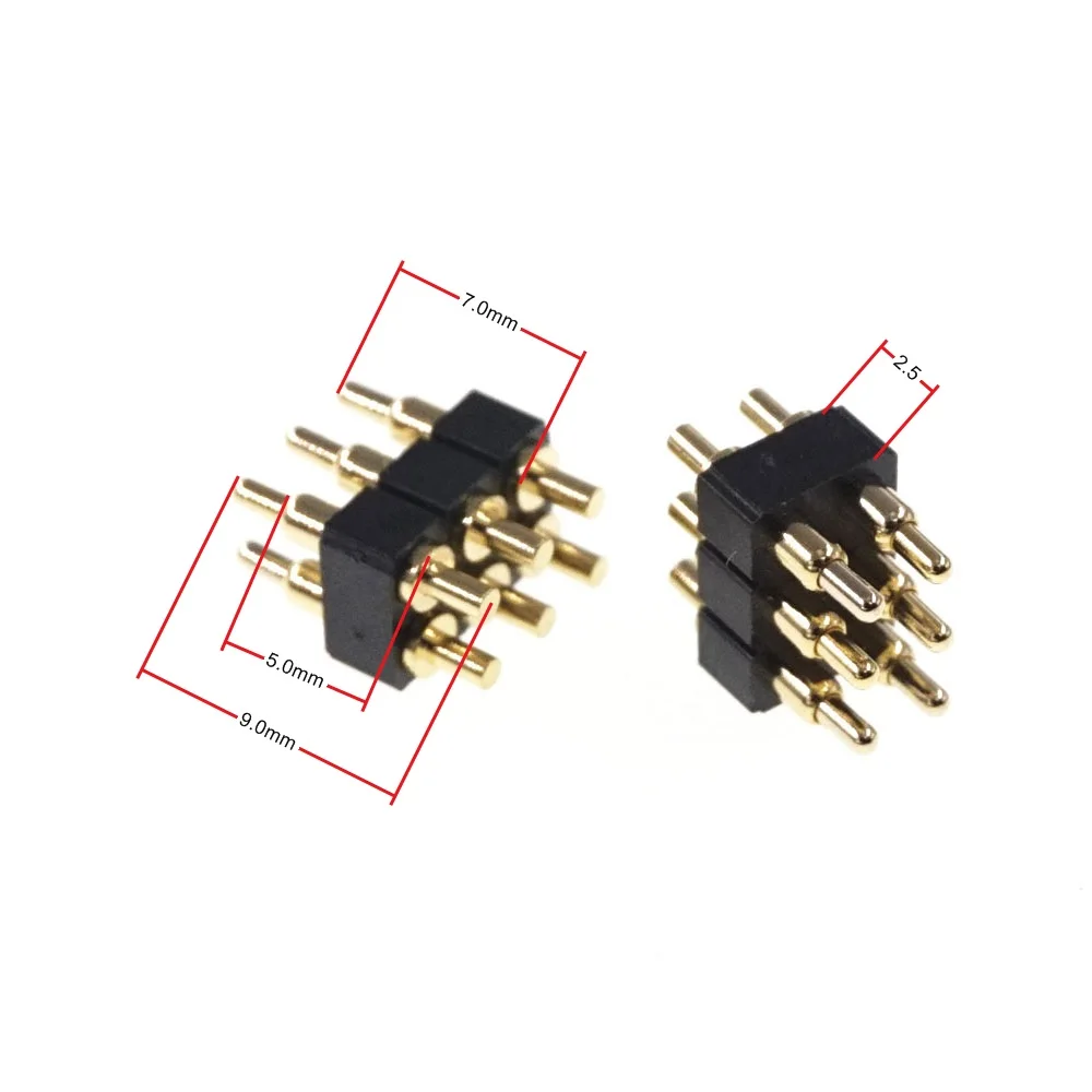 2 Pcs Spring Loaded Pogo Pin Connector 6 Position 2x3 Pitch 2.54 Grid ...