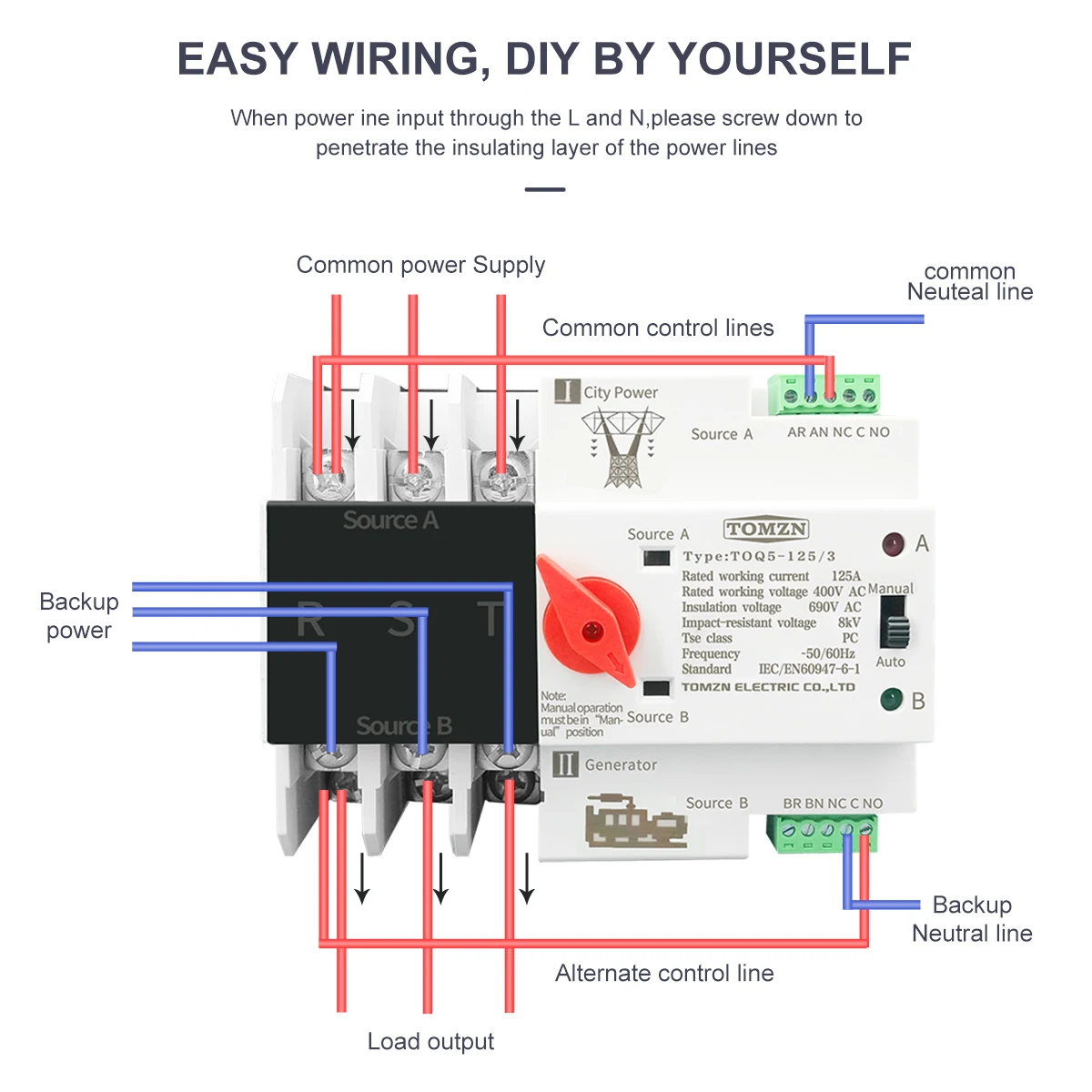 Generic 3p 3 Phase Din Rail Ats Dual Power Automatic Transfer Switch Electrical Selector ...