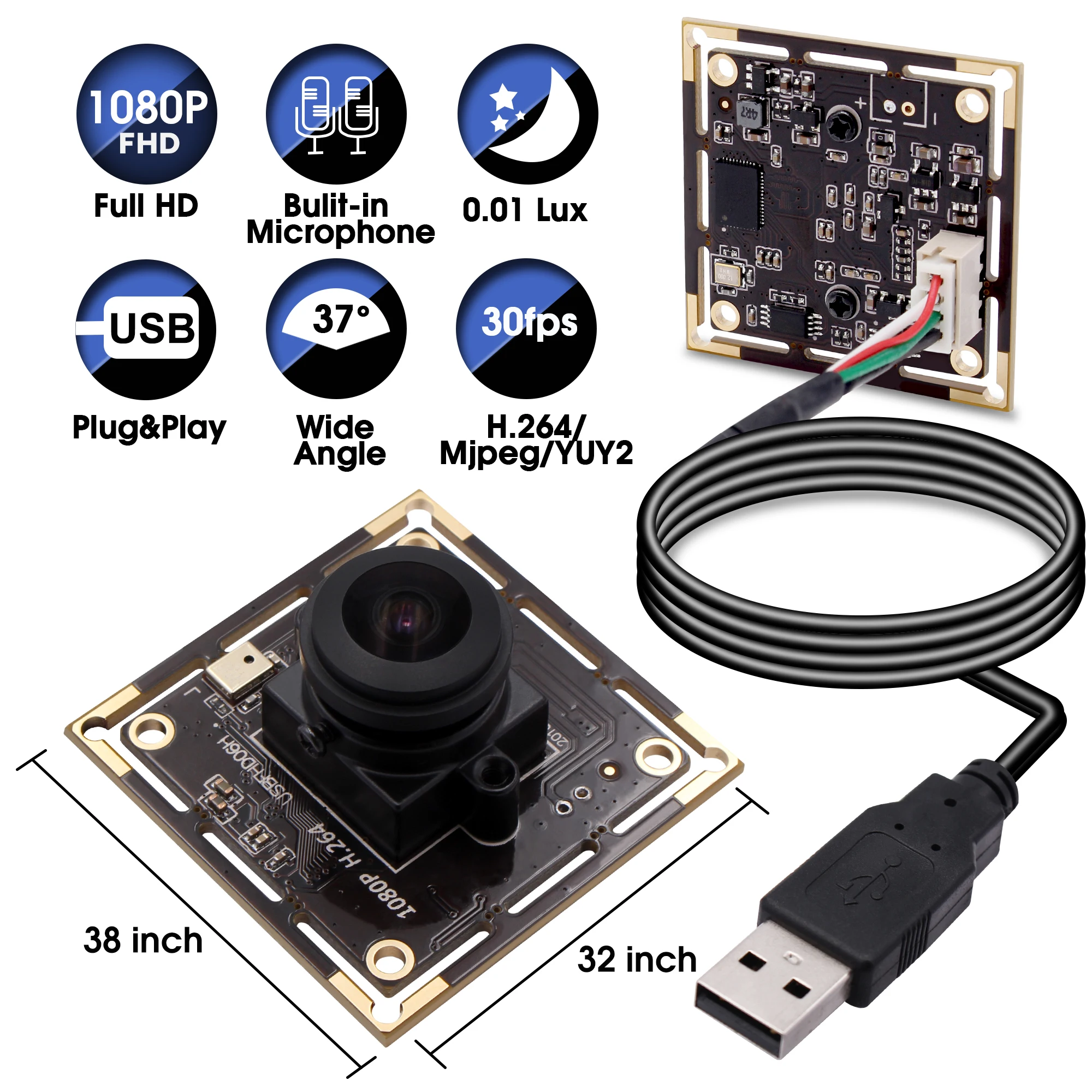 H.264 스타 라이트 저조도 어안 광각 180 도 IMX322 2MP 풀 HD 1080P 웹캠 UVC USB 카메라 모듈 ...