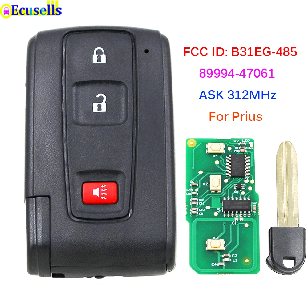 2+1 Button Ask 312mhz Remote Key Fob For Toyota Prius Hybrid 2004-2009 ...