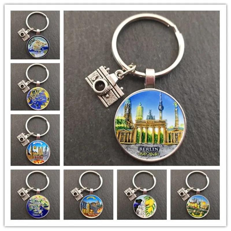 Charm-25MM-Keychain-Europe-Mediterranean-Greece-Spain-France-Glass ...