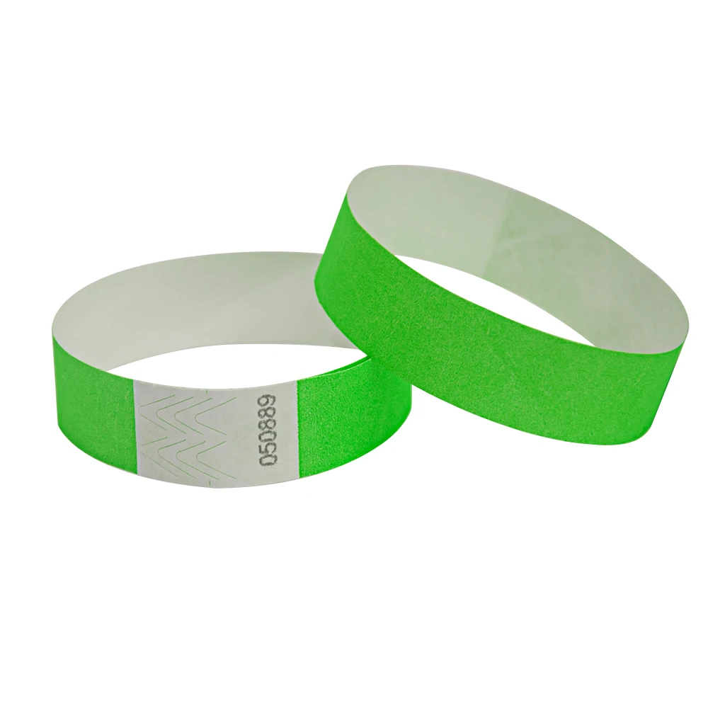 Neon Green Colors 3/4 inch Tyvek Wristbands with Series Numbers, ID ...