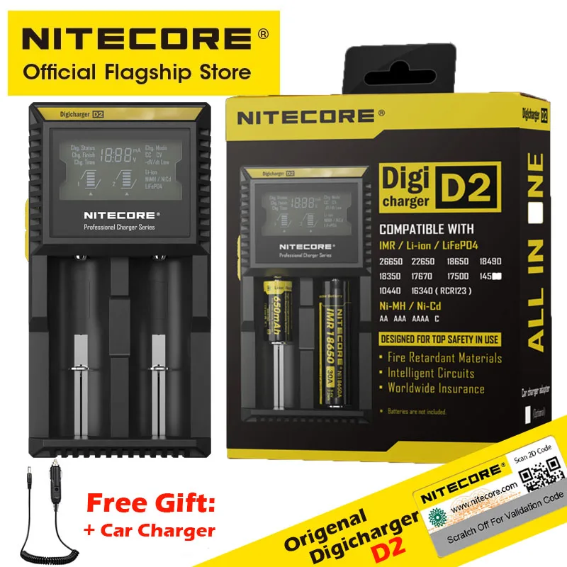 NITECORE D2 Smart Battery Charger 18650 Dual Slot Intelligent ...