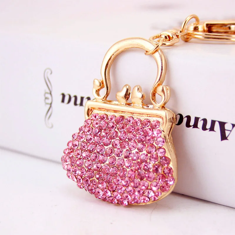 XDPQQ Creative Shine Rhinestone Keychain Cute Pink Lady Handbag Style ...