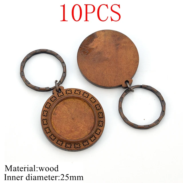 10PCS/lot Handmade Wood Keychain Base Blank Keyring Diy Key Chain Fit ...