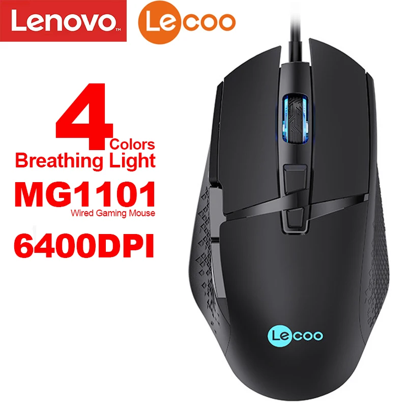 Lenovo LECOO MG1101 Gaming Mouse with 6400DPI Skin Like Surface Mouse 4 ...