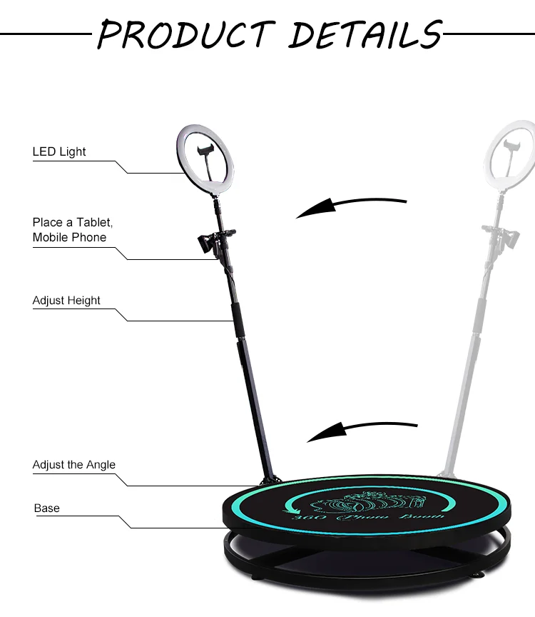 Automatic 360 Degree Spinning Video Booth Platform Custom Enclosure ...
