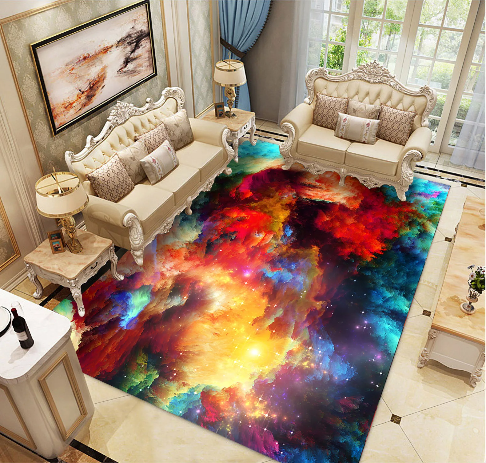 Nordic-Carpets-Soft-Flannel-3D-Printed-Area-Rugs-Parlor-Colorful-clouds ...
