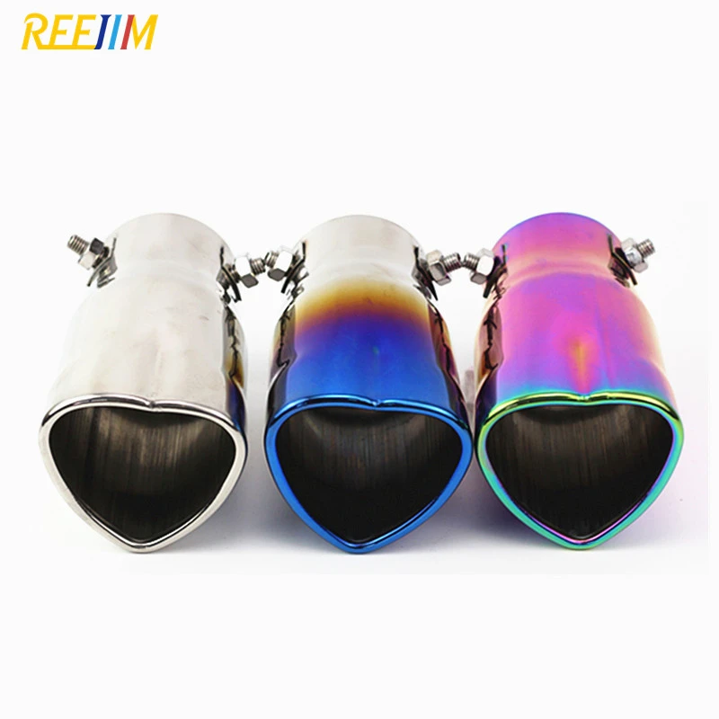 Reejim Heart Shaped Universal Car Exhaust Muffler Tip Stainless Steel ...