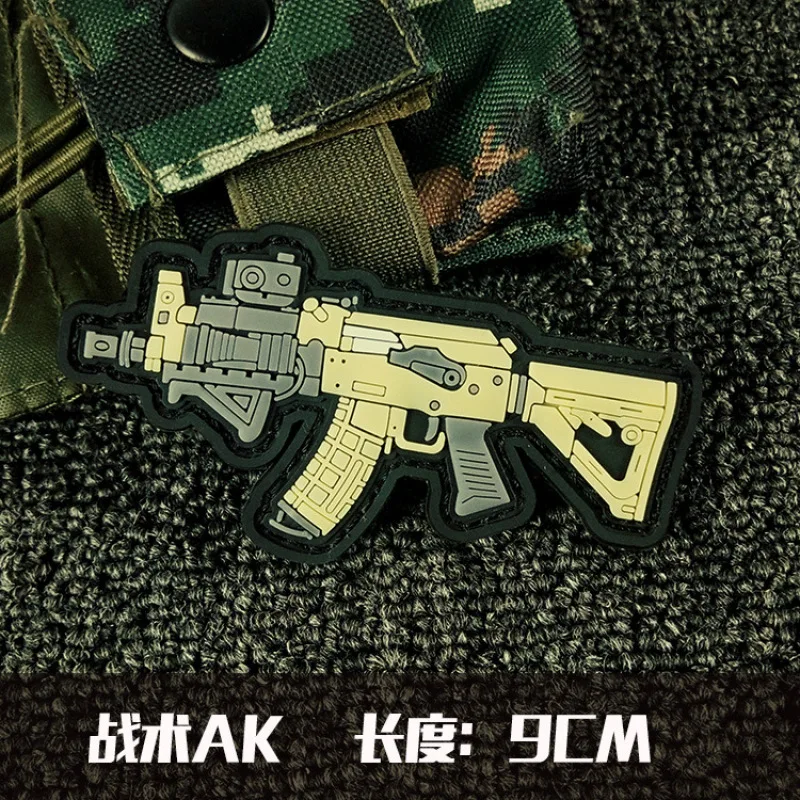 PVC Weapon Stickers Plastic Army AK97 Gun Velcro Patches Military AKM ...