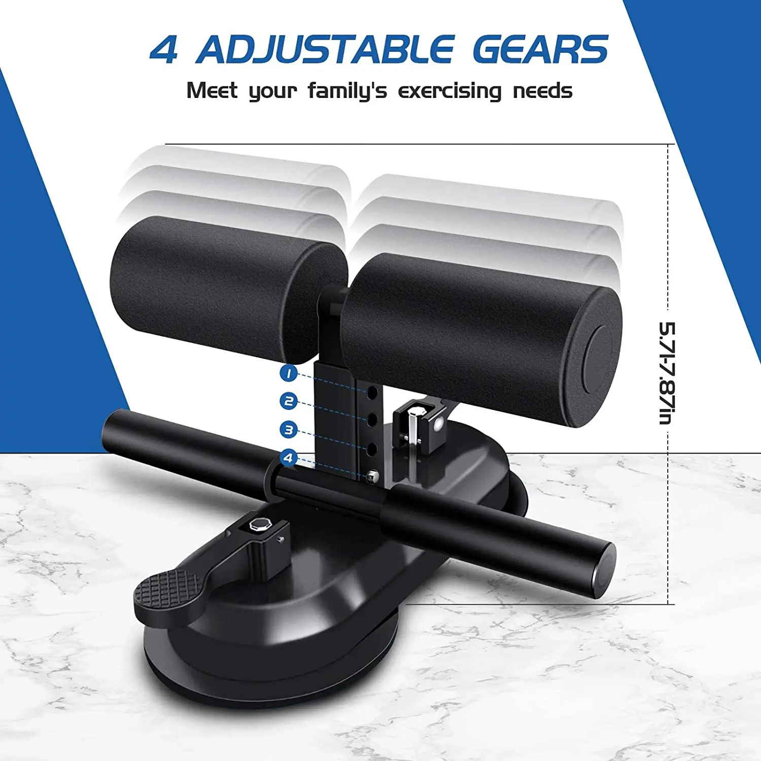 Appareil d'entraînement abdominal - MARQUE - Barre d'assise réglable - Support de pied - Fitness ...