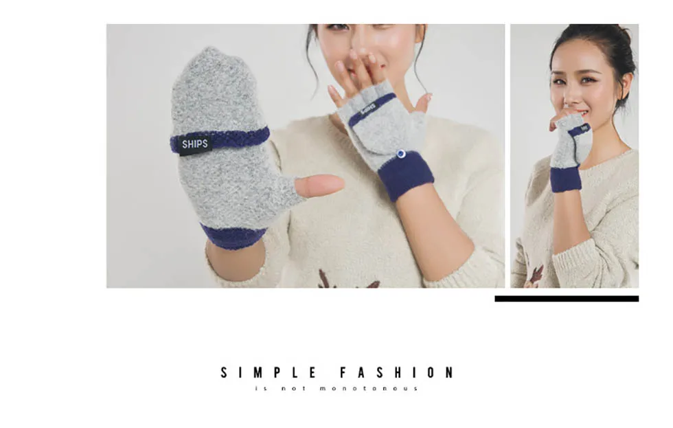 Calymel перчатки с открытыми пальцами зимние теплые вязаные теплые ...