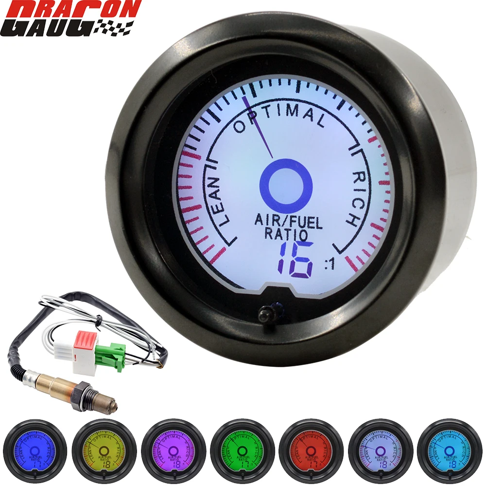 Dragon 52mm 2" Auto Car Air Fuel Ratio Gauge Lcd Digital Display 7 ...