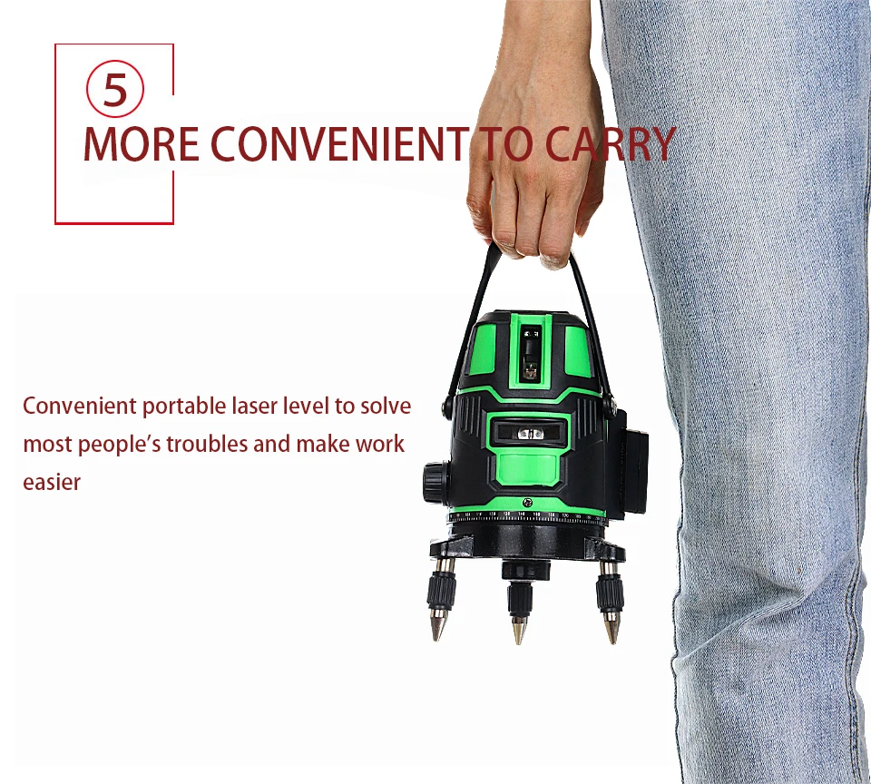 Nivela cu laser verde in 3 linii de mare precizie, rotire 360 grade ...