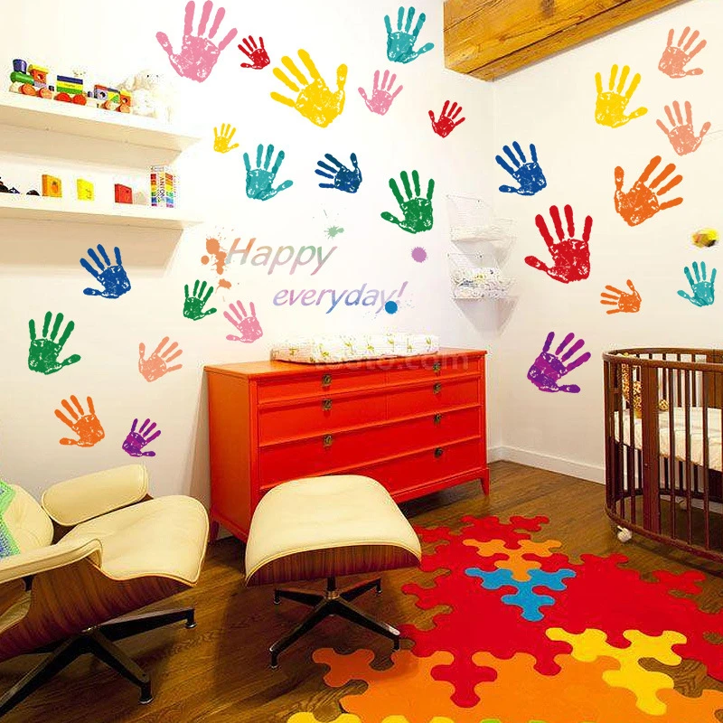 72 Pieces Colorful Handprints Cut Outs Handprint Accents Wall Decor for ...