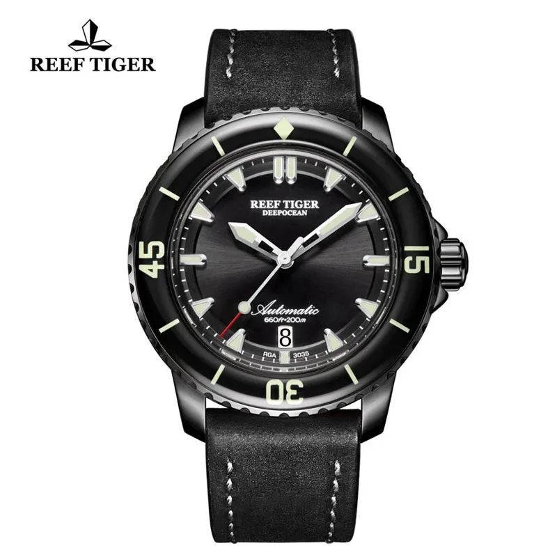 Reef Tiger/RT New Dive Sport Men Watches With Date Leather Strap Super ...