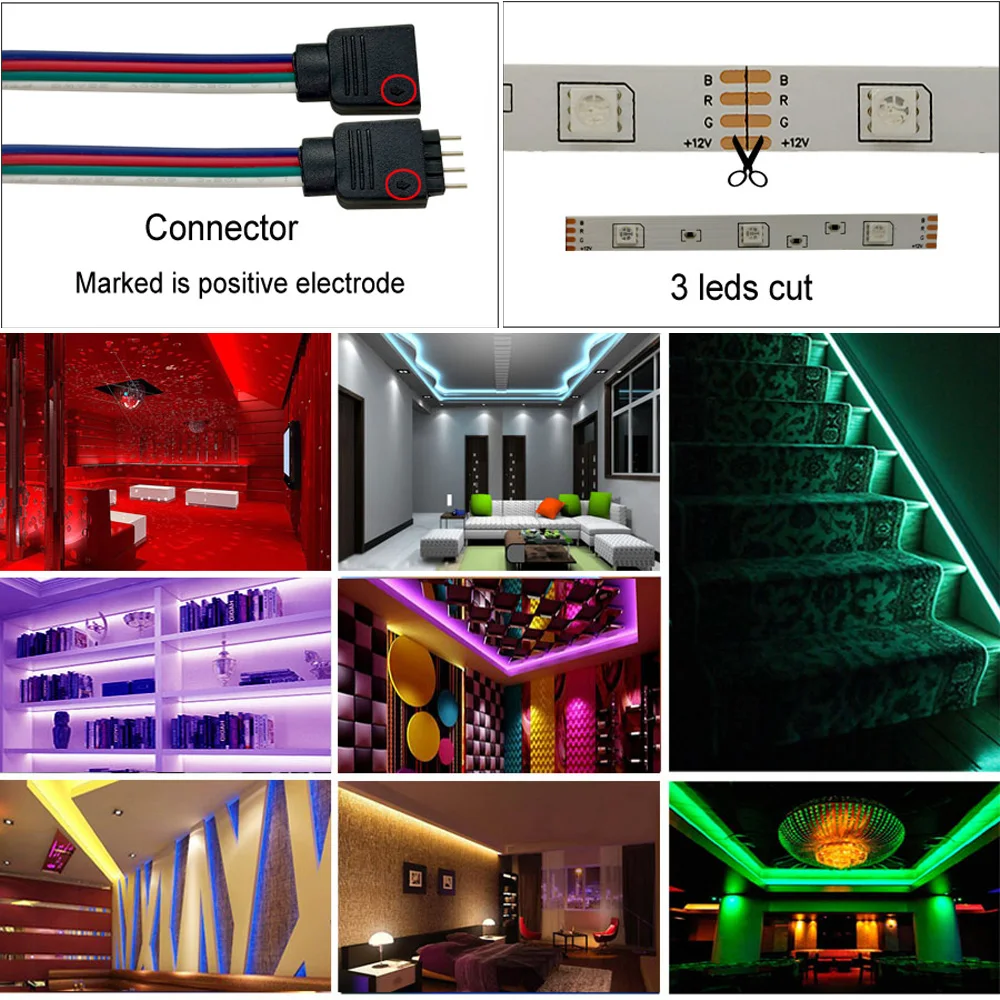 LED Strips Lights 5M RGB 5050 LEDs Colour Changing Kit with 44Key ...