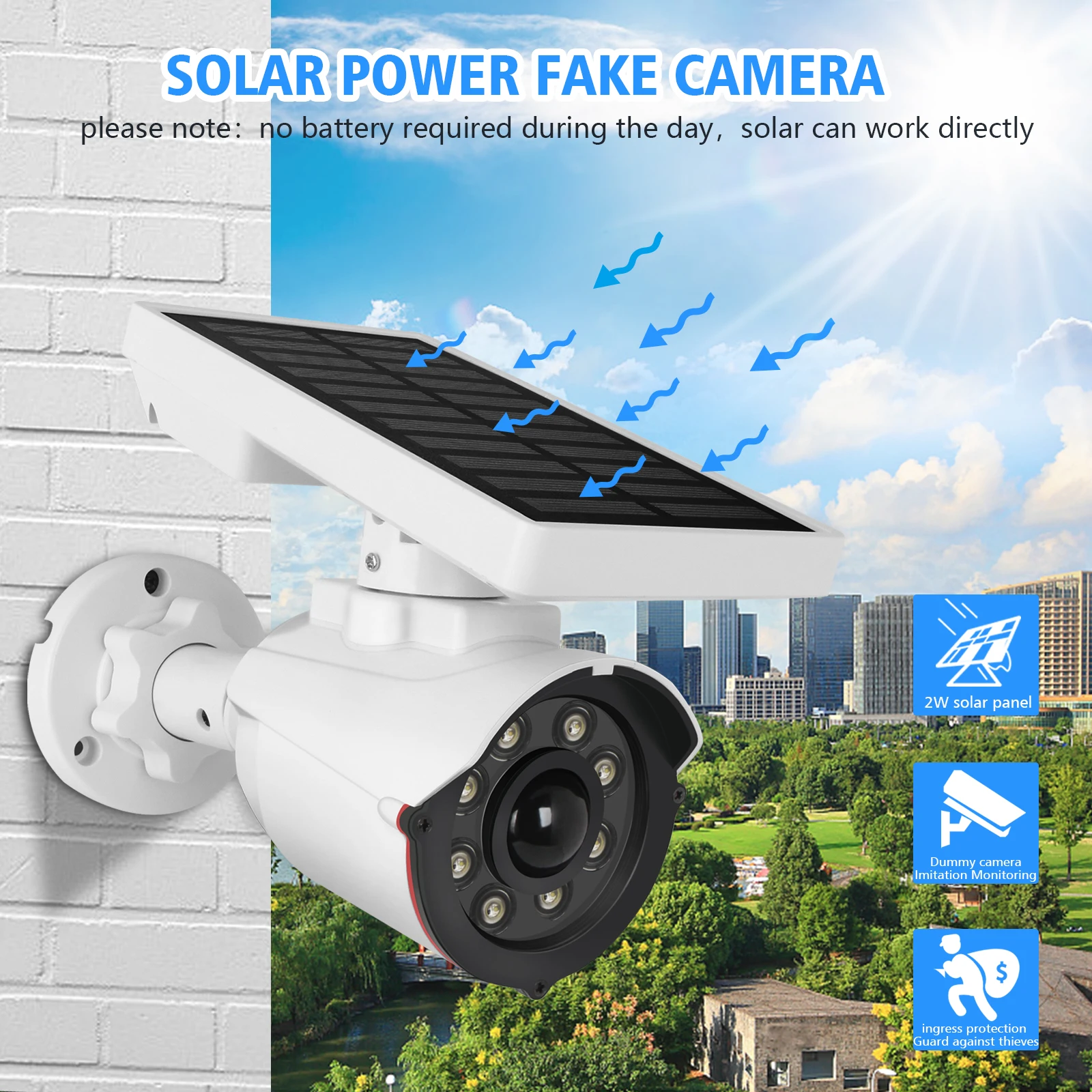 Solar Power Dummy ip Camera wifi Charging Security Waterproof Fake ...