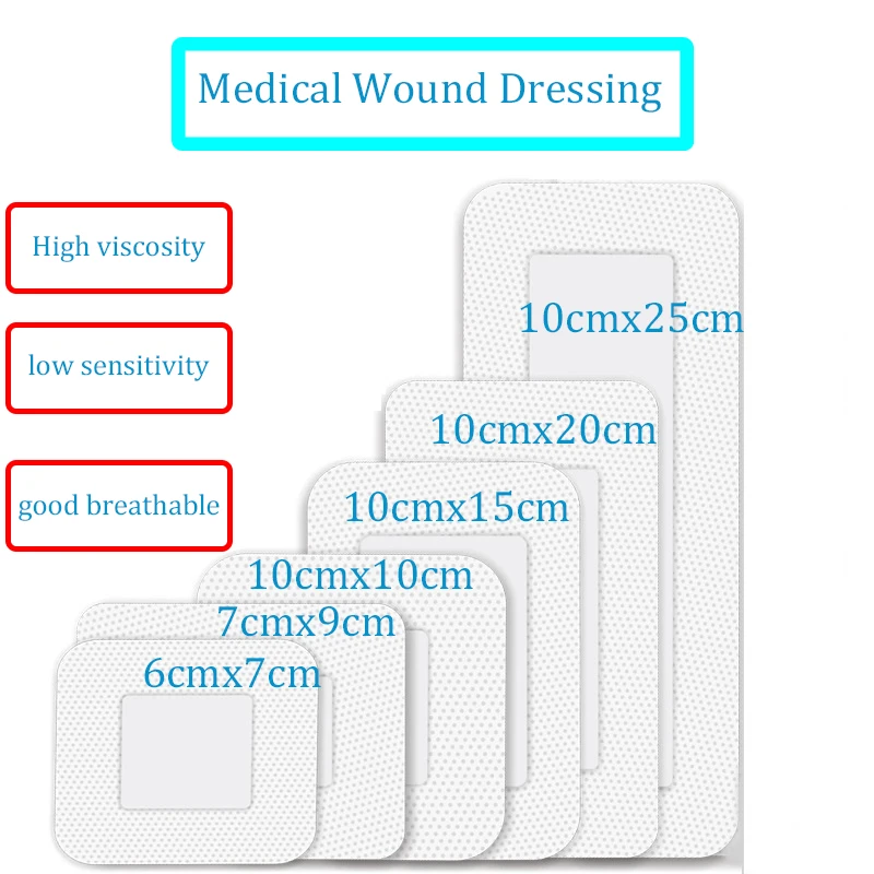 20Pieces 10cmx10cm/15cm/20cm/25cm Breathable Medical Wound Sterile ...