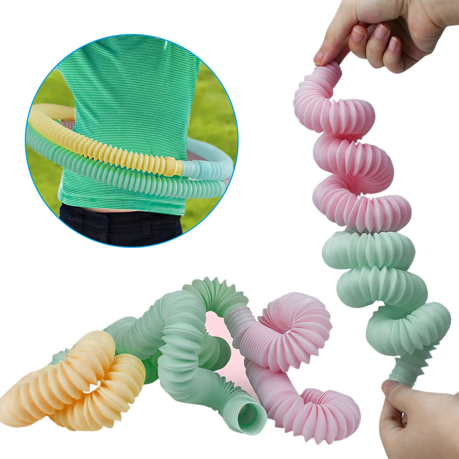 Fun Pull Telescopic Bell Sensory Toys Color Stretch Tube Sound For ...