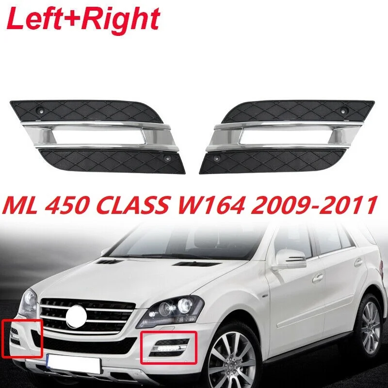 Left + Right DRL Light Cover Front Bumper Grilles for Mercedes-Benz ...