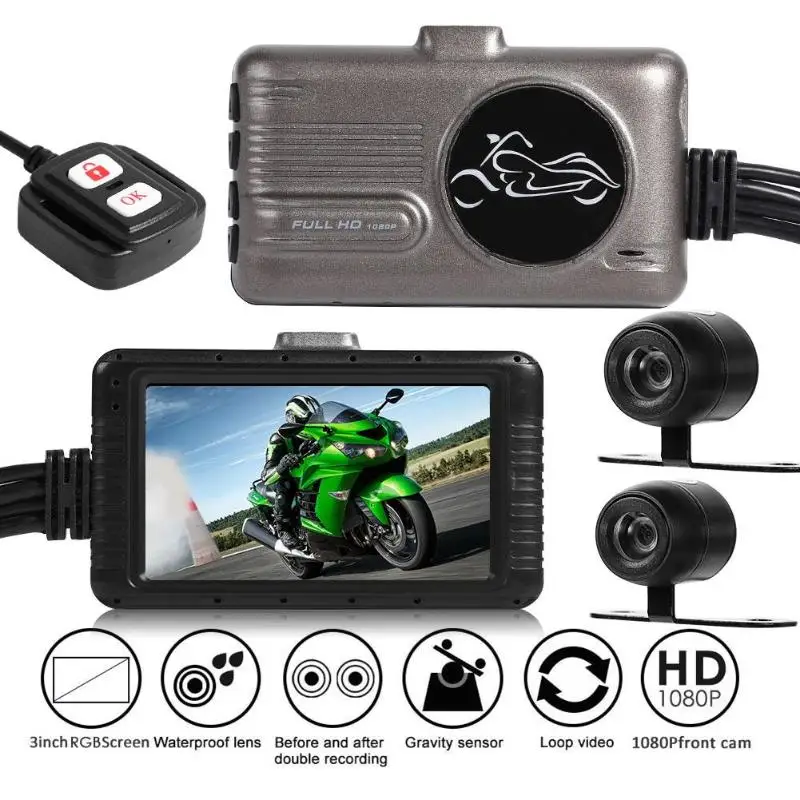 SE100 FHD 1080p Motorcycle DVR Night Vision Front+Rear View Motorcycle ...