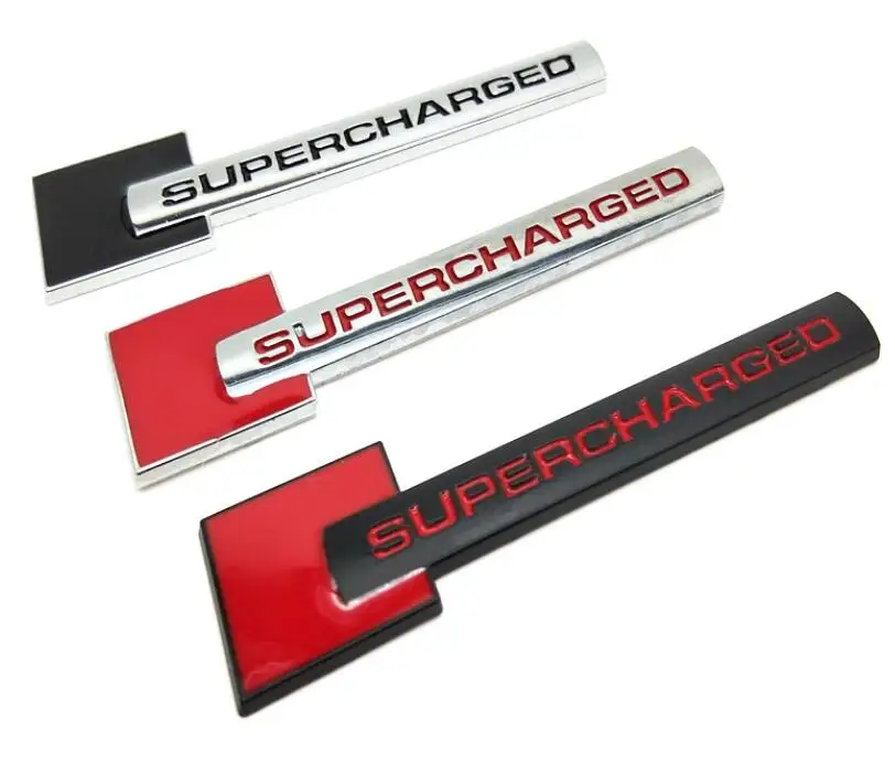 3colors 2pcs New Car Styling Alloy 3d Chrome Metal Supercharged Emblems ...