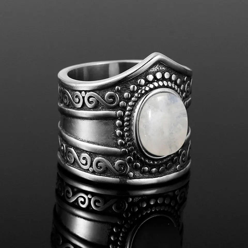 GUYINKU, 925 серебряное кольцо, натуральный лунный камень, драгоценный ...