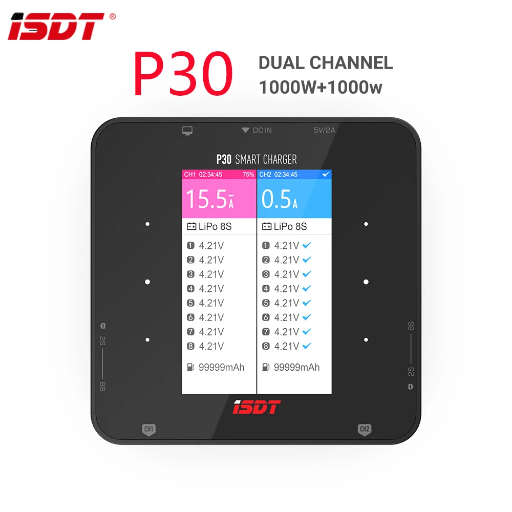 Isdt P30 Balance Charger Signaal Dual Channel Max 1000W 30A Voor Rc Auto Vliegtuig Racing Drone ...