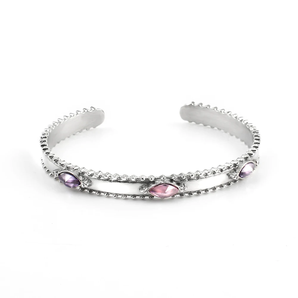 Pulsera de apertura de 2 filas de color plateado para mujer, brazaletes ...