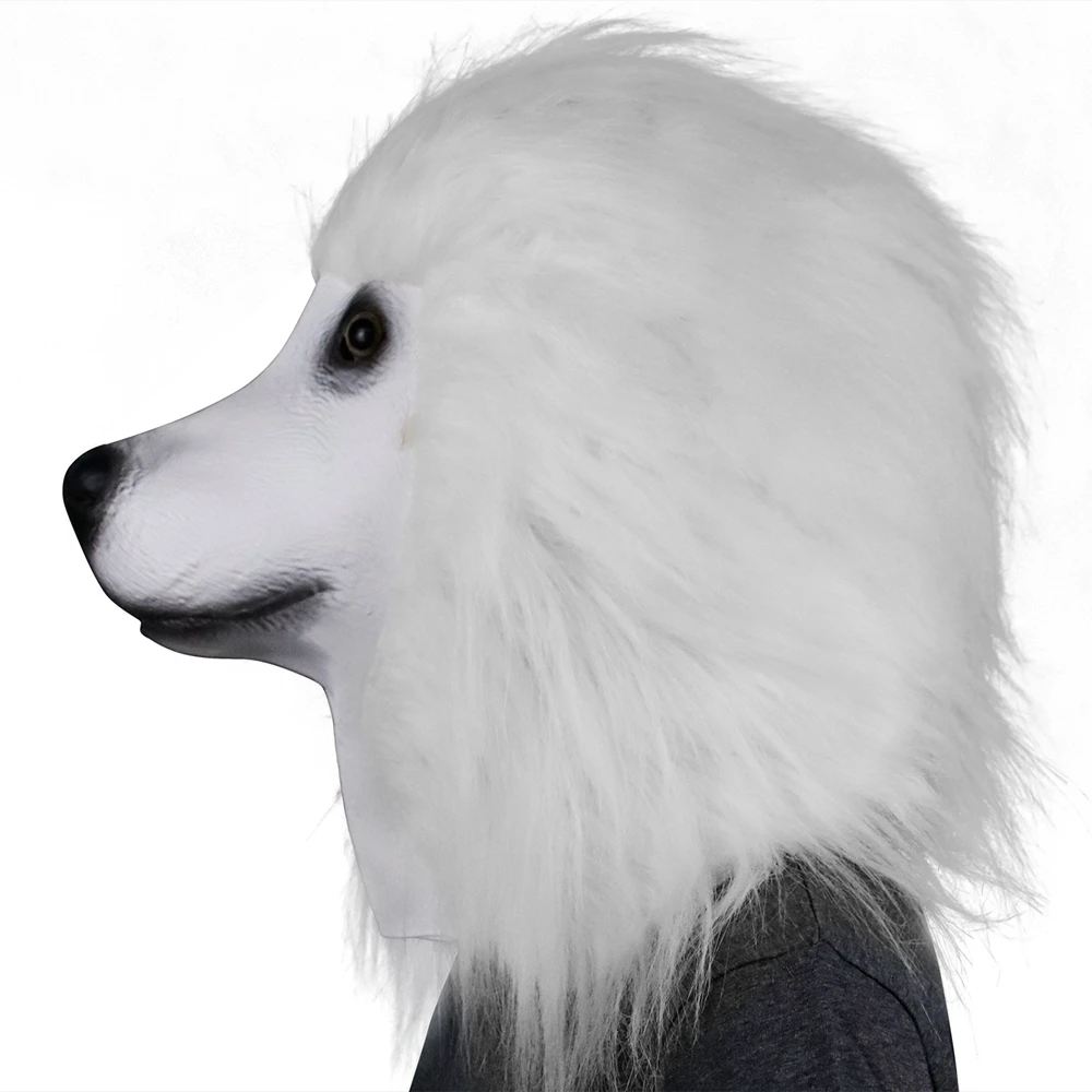 Halloween White Dog Head Animal Cosplay Latex Masks - AllCosplay.com