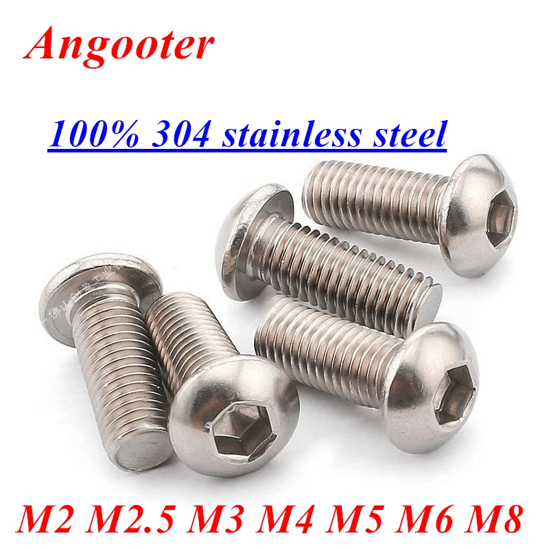 ISO7380 Hex Socket Screw M2 M2.5 M3 M4 M5 M6 M8 A2/304 Stainless Steel ...