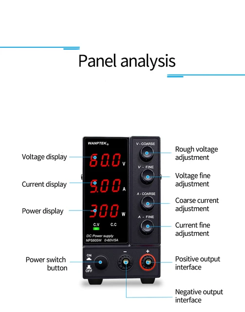 WANPTEK NPS605W 0-60V 0-5A Alimentatore Da Laboratorio, 58% OFF