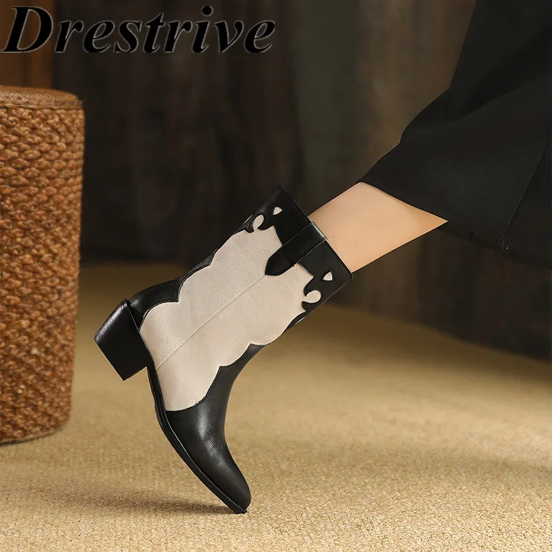 Drestrive 2021 Fashion Winter Shoes Women Mid Calf Boots Pointed Toe ...
