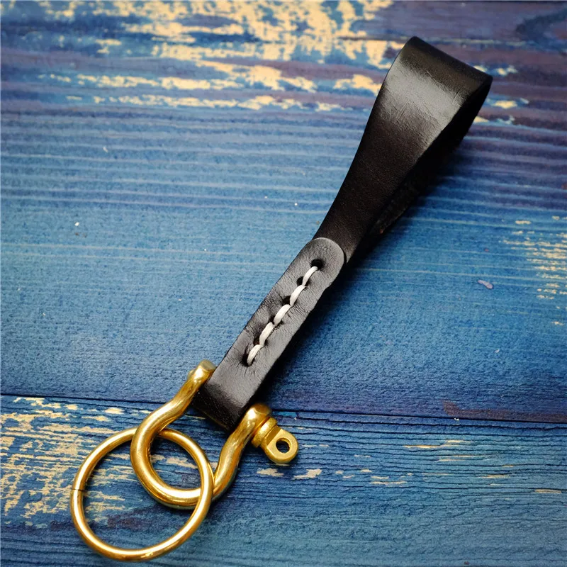 Leather Keychain Car Men Man Homme Hombre U Brass Buckle Metal Keyring ...
