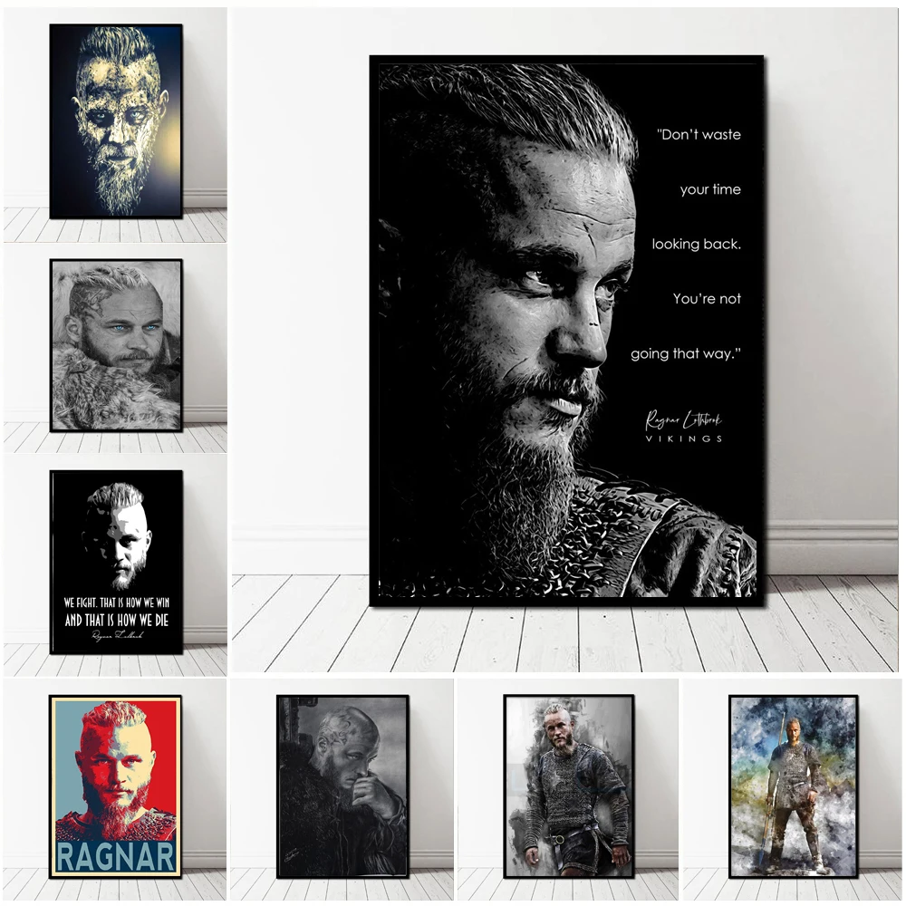 C107 Vikings King Ragnar Lothbrok Legend Motivational Canvas Painting ...