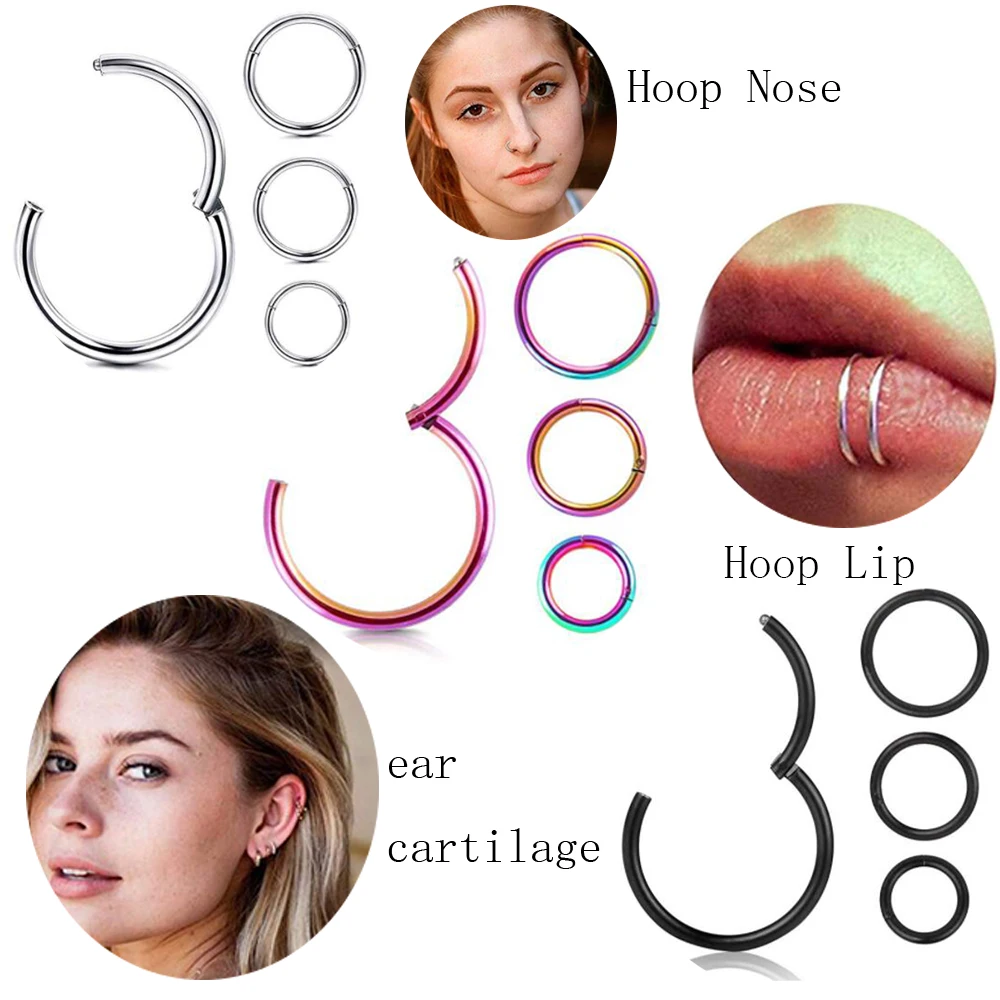 18g 20g Hinged Septum Clicker Segment Nose Rings Lip Ear Cartilage ...