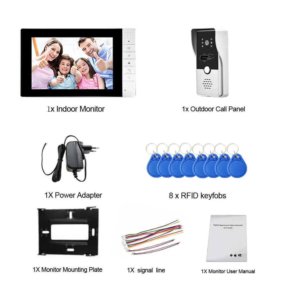 Videocitofono da pollici citofono campanello con RFID HD IR LED ...